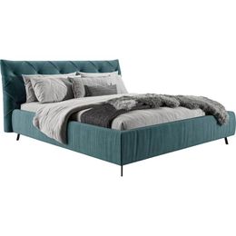 Home Affaire Polsterbett &raquo;Elloree, in 4 Breiten bis 200cm, auch in Leder&laquo; Kopfteilh&ouml;he 105 cm, belastbar bis 280 kg, auch in &Uuml;berl&auml;nge 220cm blau 100%