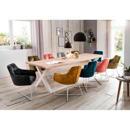 Home Affaire Esstisch &raquo;Tristan&laquo; massive Balkeneiche ge&ouml;lt mit Baumkante wei&szlig; B/H/T: 280cm x 77cm x 100cm