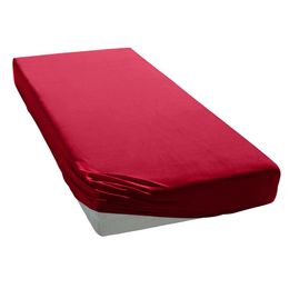 Elegante Spannbettlaken &raquo;Uni Zwirn-Jersey&laquo; aus hochwertigem Garn rot Mako-Jersey, Obermaterial: 97% Baumwolle, 3% Elasthan 1 Stk., Mako-Jersey, 140-160x190-220