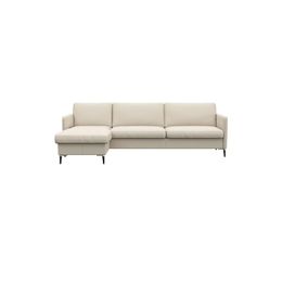 FLEXLUX Ecksofa &raquo;Fiore, L-Form&laquo; schmale Armlehnen, Kaltschaum, F&uuml;&szlig;e Alu+schwarz wei&szlig; 100% Echteder B/H/T: 247cm x 85cm x 92cm, Echtleder, Chaiselongue