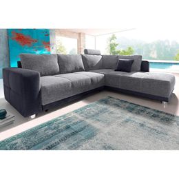 Jockenh&ouml;fer Ecksofa &raquo;Orlando L-Form, B: 257 cm&laquo; mit Schlaffunktion, Bettkasten, Zierkissen & Kopfst&uuml;tzen schwarz Softlux -Kunstleder, im Korpus;Farbe greige: 