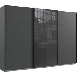 wimex Schwebet&uuml;renschrank &raquo;Norderstedt&laquo; INKLUSIVE 2 Stoffboxen und 2 zus&auml;tzliche Einlegeb&ouml;den, mit Glast&uuml;r grau Holzwerkstoff Graphit, B/H/T: 313cm x 236cm 