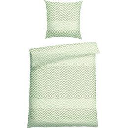Schiesser Bettw&auml;sche &raquo;Maribel aus weicher Baumwolle mit unaufgeregtem Fischgr&auml;tmuster&laquo; 2 Stk. MADE IN GREEN by OEKO-TEX gr&uuml;n Renforc&eacute;, Obermaterial: 100% 