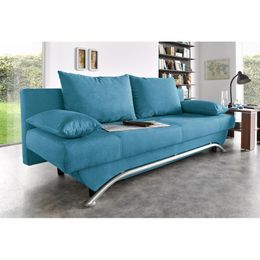 Jockenh&ouml;fer Schlafsofa &raquo;Nancy, B: 190 cm, Liegefl. 121x190 cm&laquo; mit Schlaffunktion & Bettkasten blau Luxus-Microfaser ALCATOP (100% Polyester);Kunstleder SOFTLUX ;
