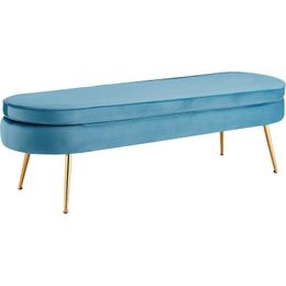 Salesfever Polsterbank &raquo;Clam Elegante Bank mit Polsterung&laquo; Eleganz in Gold: Breite 142cm blau Metall, Polyester B/H/T: 142cm x 41cm x 45cm, 