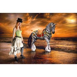 papermoon Fototapete &raquo;Surreale Steampunk-Frau&laquo; bunt Vlies B/L: 3,5m x 2,6m, Bahnen: 7 Stk.