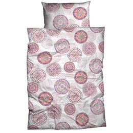 CASATEX Bettw&auml;sche &raquo;Rozette&laquo; 2 Stk. verschiedene Mandalas, modernes Design rosa Satin, Obermaterial: 100% Baumwolle B/L: 135cm x 200cm, 1 Stk., 1 Stk.