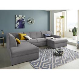 DOMO collection Wohnlandschaft &raquo;Topper, elegant und zeitlos, komfortabel, U-Form&laquo; wahlweise mit Bettfunktion grau B/H/T: 320cm x 78cm x 213cm, 