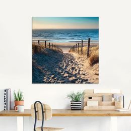 Artland Glasbild &raquo;Weg zum Nordseestrand Sonnenuntergang&laquo; Strand 1 Stk. tlg. in verschiedenen Gr&ouml;&szlig;en beige B/H/T: 80cm x 60cm, Glasbild Strand, 1 Stk.