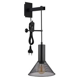 Globo LIGHTING Wandleuchte &raquo;JEDD&laquo; E27 1 Stk. Wandlampe Metallgeflecht Anschluss direkt oder Steckerkabel H: 57cm, 1 Stk.