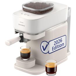 Espressomaschine "BAR305/00 mit Mahlwerk f&uuml;r ganze Bohnen", 1, wei&szlig;, PHILIPS BARISTINA, Kaffeemaschinen, 16 bar Pumpendruck, Naturwei&szlig;​