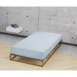 Spannbettlaken Biberna, L:200cm, blau, Biber, Obermaterial: 100% Baumwolle, Bettlaken, "Biber in Gr. 90x200, 140x200 oder 180x200 cm", aus Baumwolle,