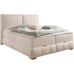 Boxbett OTTO HOME, B:190cm L:213cm, beige, Komplettbetten, "Wehma mit Kopfteil inkl. Bettkasten", in H2, H3 & H4 w&auml;hlbar, inklusive Topper