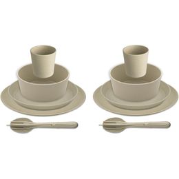 Koziol Kombiservice &raquo;Geschirr-Set, Service CONNECT SET HELSINKI&laquo; Made in Germany, 10 Teile, f&uuml;r 2 Personen beige Holz, Kunststoff 10 Stk.