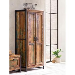 Sit Garderobenschrank &raquo;Massiver Schrank aus recyceltem Altholz&laquo; Angefertigt aus Holz von Fischerbooten braun Massivholz, Metall Braun, B/H/T: 80cm x 