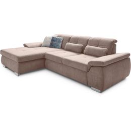 Die PlanBar Ecksofa &raquo;MP-IN16037 L-Form, Breite 289 cm, mit Kaltschaum-Polsterung&laquo; mit Sitztiefenverstellung & Zierkissen lila 100% Polyester B/H/T: 