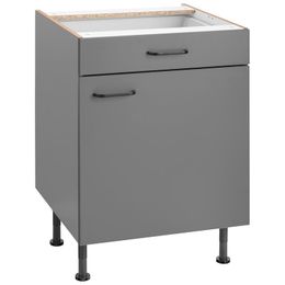 Optifit Unterschrank &raquo;Elga&laquo; mit Soft-Close-Funktion, Vollauszug, Metallgriffen, Breite 60 cm grau Holzwerkstoff basaltgrau, B/H/T: 60cm x 87cm x 