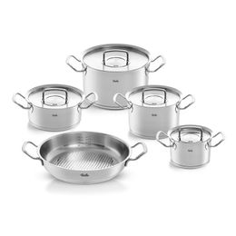 Fissler Topf-Set &raquo;ORIGINAL-PROFI COLLECTION Edelstahl-Topfset&laquo; Bratentopf 20 cm, je 1 Fleischtopf 16/20/24 cm, Servierpfanne 28 cm, 9 Stk. tlg. Edelstahl 18/