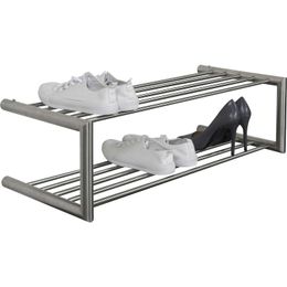 SPINDER DESIGN Schuhregal Edelmetall, Edelstahl grau Metall B/H/T: 80cm x 23cm x 33,5cm, 2 Stk. offene F&auml;cher