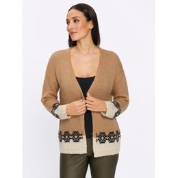 Heine Strickjacke in camel-schwarz-gemustert | Gr.: 48