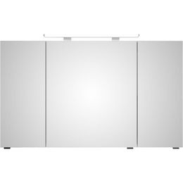 Badezimmerspiegelschrank &raquo;Serie 4010 Badezimmer-Spiegelschrank inkl. LED-Aufsatzleuchte&laquo; Badschrank 120 cm breit, 3 T&uuml;ren, 6 Glas-Einlegeb&ouml;den, inkl 