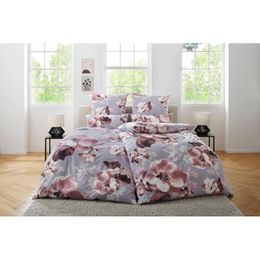 OTTO home Bettw&auml;sche &raquo;MELINA&laquo; 2 Stk. florale Bettw&auml;sche mit Rei&szlig;verschluss, ab Gr. 135x200 cm grau Renforc&eacute;, Obermaterial: 100% Baumwolle B/L: 135cm x