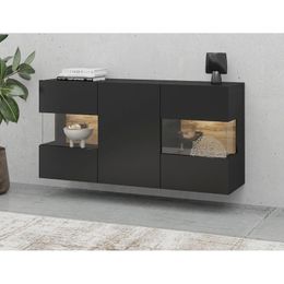 Home Affaire Sideboard &raquo;Ava, Breite 120 cm, h&auml;ngend und stehend montierbar&laquo; moderne grifflose Kommode, Anrichte, 3T&uuml;ren, Eckverglasung braun B/H/T: 