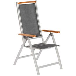 Merxx Gartenstuhl &raquo;Siena&laquo; () 1 Stk.Alu/Textil/Akazie, verstellbar grau Aluminium, Massivholz B/H/T: 60cm x 111cm x 73cm, 1 Stk.
