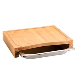 Kesper Schneidebrett &raquo;mit Auffangschale&laquo; mit Saftrille beige Bambus, Edelstahl B/H/L: 28,5cm x 6,8cm x 36,5cm