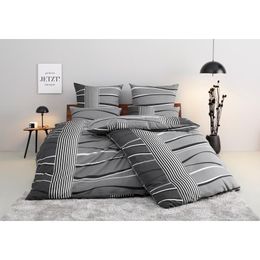 OTTO home Bettw&auml;sche &raquo;Renu in Gr. 135x200 oder 155x220 cm&laquo; 2 Bettw&auml;sche aus Baumwolle, grafische Bettw&auml;sche mit Wellen-Design Flanell, Obermaterial: 
