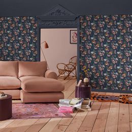Cath Kidston Vliestapete &raquo;Painted Kingdom Navy&laquo; futuristisch glatt 10mx52cm (ca. 5m2) bunt Vlies B/L: 0,52m x 10m, Rollen: 1
