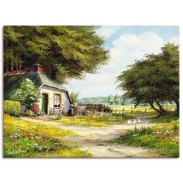 Artland Leinwandbild &raquo;Bauernhaus&laquo; Garten 1 Stk. tlg. auf Holzrahmen gespannt gr&uuml;n Leinwand B/H/T: 80cm x 60cm, Leinwandbild Garten Querformat, 1 Stk.