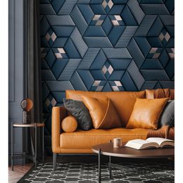 Livingwalls living walls Fototapete &raquo;Metropolitan Stories. Travel Styles. 3D-Tapete&laquo; gemustert matt neutral glatt Fototapete 3D-Effekt Grafisch Metallic-Effekt 