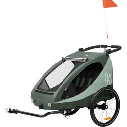 hauck Fahrradkinderanh&auml;nger &raquo;2in1 Bike Trailer und Buggy Dryk Duo Plus, dark green&laquo; f&uuml;r 2 Kinder; inklusive Deichsel gr&uuml;n Einheitsgr&ouml;&szlig;e 