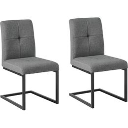 OTTO home Esszimmerstuhl &raquo;Geranie Freischwinger, Schwingstuhl&laquo; (Set) 2 Stk.mit 3D-Steppung, robustes Gestell, hochwertiger Stoff grau Polyester B/H/T:
