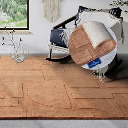 Villeroy & Boch Wollteppich &raquo;Alexis&laquo; rechteckig 10 mm H&ouml;he Handgewebt, Wolle, Natur, Wohnzimmer, Geometrie, Boho, Design braun Wolle B : 80cm 1 Stk., 10mm, L: 150cm