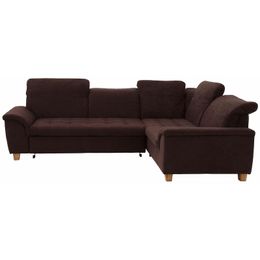 Home Affaire Ecksofa &raquo;Lyla fester Sitzkomfort, bequeme Armlehnen, Breite 275cm, L-Form&laquo; wahlweise mit R&uuml;ckenfunktion und Bettfunktion braun Luxus-