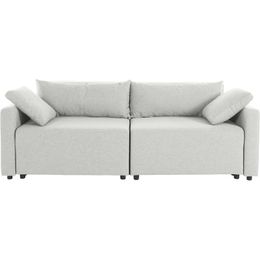 Home Affaire 2-Sitzer &raquo;Marva 2tlg.&laquo; beide Elemente ausziehbar f&uuml;r Bettfunktion, mit Bettkasten beige Struktur fein (100% Polyester);Samtoptik (100% 