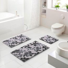 Grund Badematte &raquo;Umbria&laquo; H&ouml;he 20 mm rutschhemmend beschichtet fu&szlig;bodenheizungsgeeignet Modernes Bl&auml;ttermuster in Black oder Taupe, 5 Jahre Garantie beige 