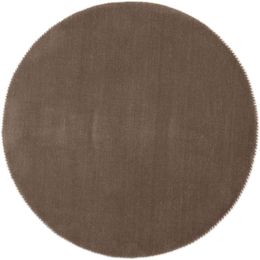 CarpetFine Wollteppich &raquo;Gabbeh Lola Uni&laquo; rund 14 mm H&ouml;he mit nat&uuml;rlichem Pflanzenmaterial von Hand gewebt, auch als L&auml;ufer grau Wolle &Oslash; 100cm 1 Stk., 