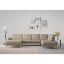 Sit & More sit&more Wohnlandschaft &raquo;Fashion U-Form&laquo; wahlweise mit Kopfteilverstellung, Vorziehsitz, motorisch, Nickelf&uuml;&szlig;e beige B/H/T: 338cm x 84cm x 207cm, 
