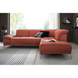 OTTO home Ecksofa &raquo;Caluna&laquo; Inkl.Sitztiefenverstellung, wahlweise mit Kopf- und Armteilverstellung orange Luxus-Microfaser Vintageoptik (100% Polyester