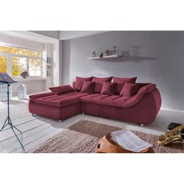 Home Affaire Ecksofa &raquo;Imola, bequem, aktuelle Steppung im Sitz, L-Form, Breite 270cm&laquo; wahlweise mit Bettfunktion pink Microfaser PRIMABELLE (100% 