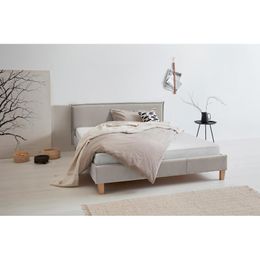 OTTO products Polsterbett &raquo;Heddi&laquo; in 5 Breiten: von 90cm-200cm, Biese am Kopfteil, Strukturstoff grau Bezug Struktur fein (100% recyceltes Polyester) 