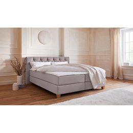 Home Affaire Boxspringbett &raquo;Harmones&laquo; in 3 Breiten, H&auml;rtegrad auch im Mix mit je 1 Matratze in H2 und H3 grau Struktur (100% Polyester) Struktur, 