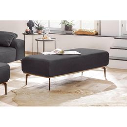 W.Schillig Polsterhocker &raquo;run&laquo; mit Holzsockel, F&uuml;&szlig;e in Bronze pulverbeschichtet, Breite 150 cm grau Flachgewebe W82 Q2 (74% Polyacryl, 26% Polyester) 