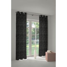 Adam Vorhang &raquo;Scribble&laquo; &Ouml;sen 1 Stk. tlg. aus Leinen und Bio-Baumwolle schwarz-wei&szlig; Jacquard, Baumwolle (Bio-Baumwolle), Leinen 245cm, &Ouml;sen, 145cm