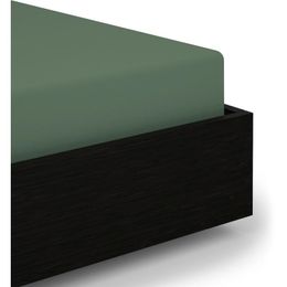 Spannbettlaken &raquo;Elementi&laquo; Laken aus 100% Baumwolle, hochwertiges Mako-Satin, Betttuch ab 90x200 gr&uuml;n Mako-Satin, Obermaterial: 100% Baumwolle B/L: 
