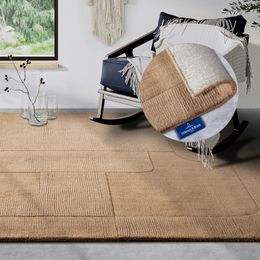 Villeroy & Boch Wollteppich &raquo;Charlotte&laquo; rechteckig 10 mm H&ouml;he L&auml;ufer, Handgewebt, Wolle, Natur, L&auml;ufer, Wohnzimmer, Geometrie beige Wolle B : 160cm 1 Stk., 10mm, L: 