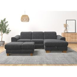Home Affaire Ecksofa &raquo;Dundee L-Form&laquo; wahlweise mit Kopfteilverstellung und zus&auml;tzlich mit Schlaffunktion grau B/H/T: 264cm x 86cm x 170cm, Webstoff, 